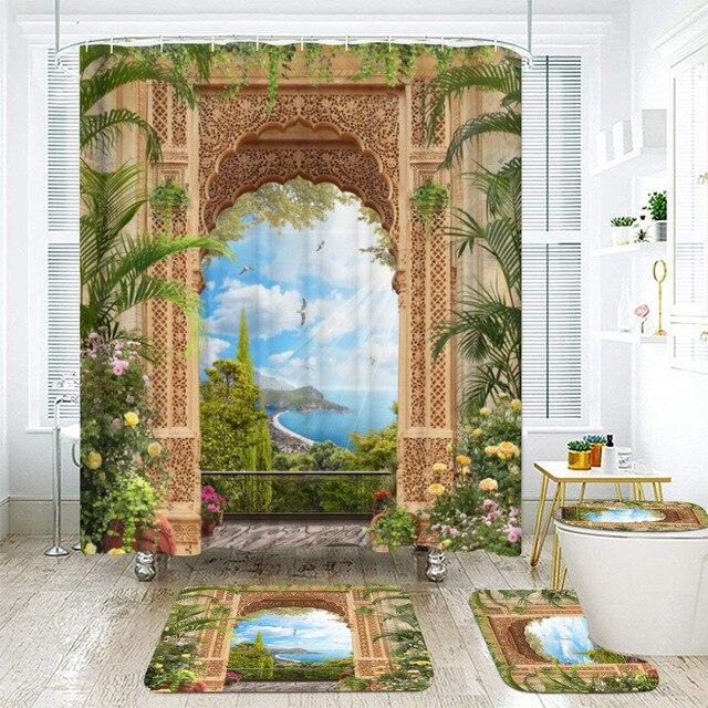 Ensemble de Rideau de Douche Palais romain | Fun-rideau
